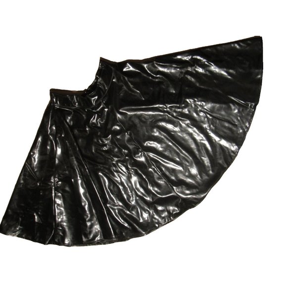 Honour | Skirts | Shiny Black Pvc Circle Swing Skirt Knee Length Size ...